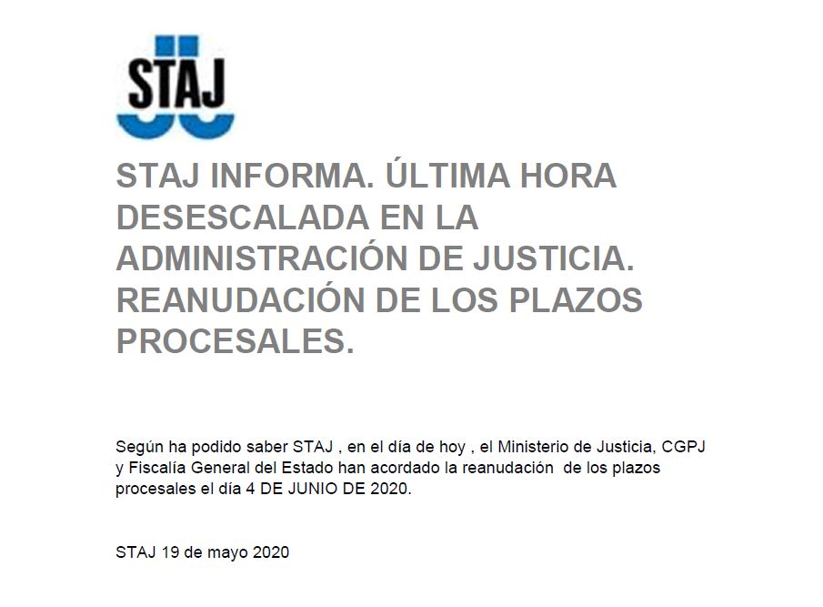 Los plazos procesales se reanudarán el 4 de junio de 2020 - RTGC ...